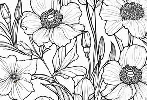 Small simple line Work full flower bouquet (show stems) with 1 daffodil ...