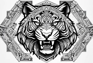 Aztec tiger and skull tattoo tattoo idea | TattoosAI