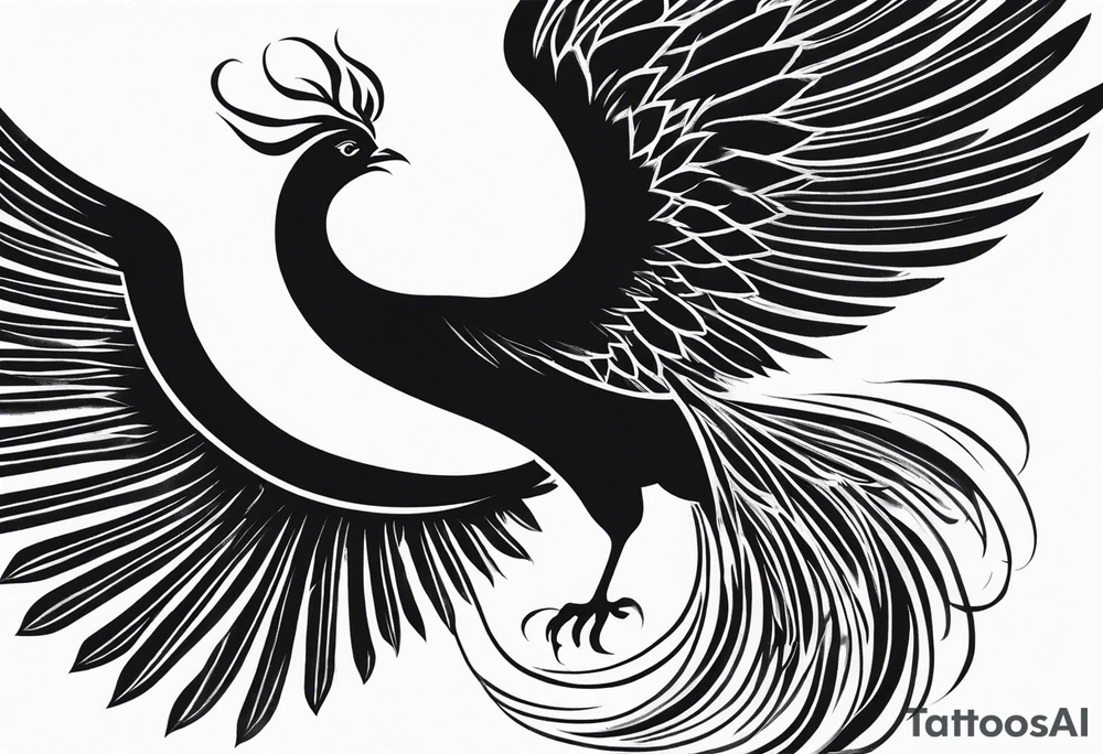Mythical phoenix, whose body and tail can wind down and cover more of ...