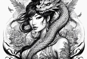 Fit in one sheet full body warrior nymph with dragon tattoo idea ...