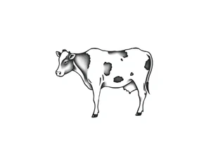 Small black and white patched cow tattoo idea | TattoosAI