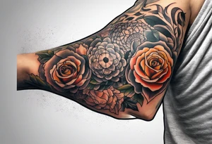 Extreme pain in elbow human tissue on arm tattoo idea | TattoosAI