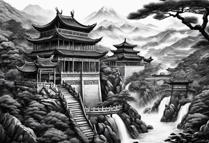 Chinese wall, realistic,chinese art, no humans tattoo idea | TattoosAI