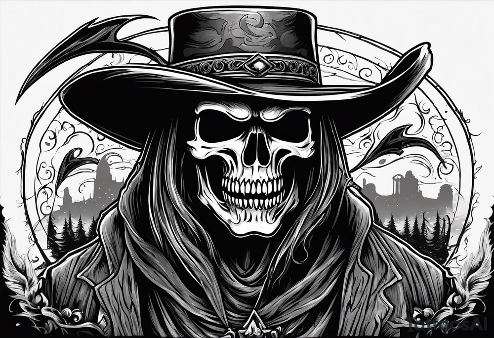 Grim reaper screaming with flames coming out of his eyes and wearing a ...