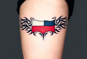 A Czech flag designed as a tribal tattoo, incorporating flowing lines ...