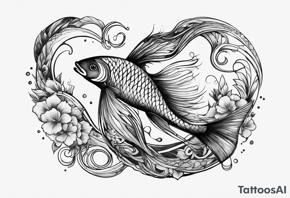 Infinity symbol with coi fish and name tattoo idea | TattoosAI
