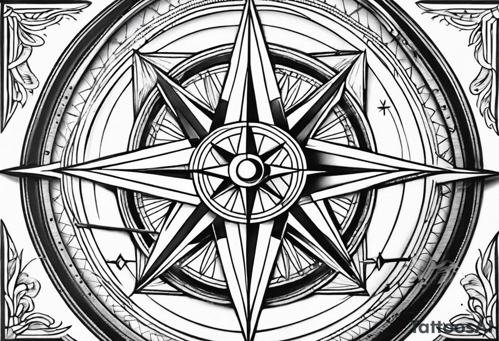 Compass rose with no outer circle and long straight lines tattoo idea ...