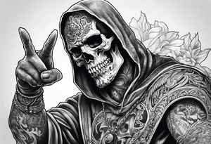 Death pointing out tattoo idea | TattoosAI