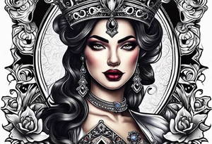 Latin Queen Of Spades hip tattoo tattoo idea | TattoosAI