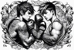 Two boys fighting tattoo idea | TattoosAI