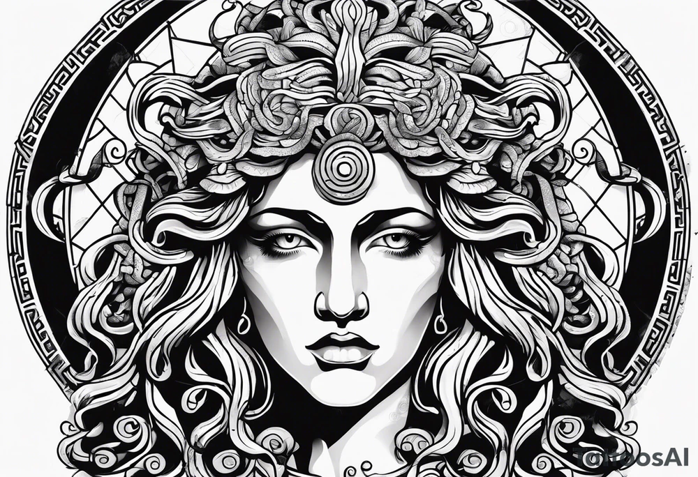 Scary Greek god medusa tattoo idea | TattoosAI