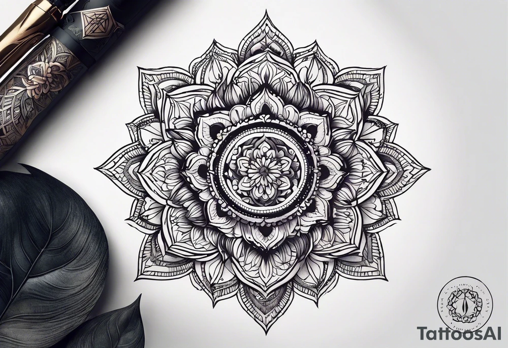 Mandala tattoo that incorporates music tattoo idea | TattoosAI