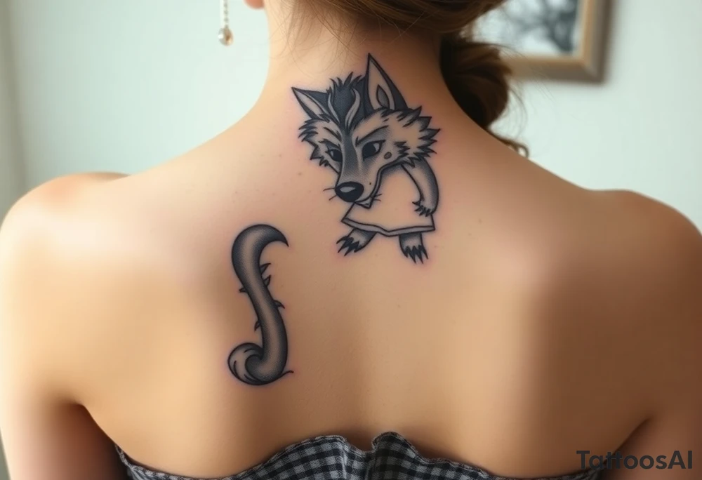 Little red riding hood nursery rhyme big bad wolf tattoo idea | TattoosAI