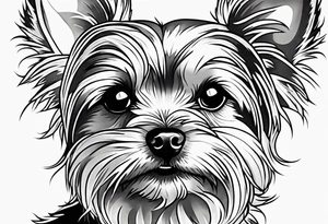 Outline of yorkie with paw prints tattoo idea | TattoosAI