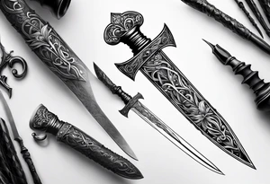 Dagger with Hourglass on hilt and shadow cloak blade tattoo idea ...