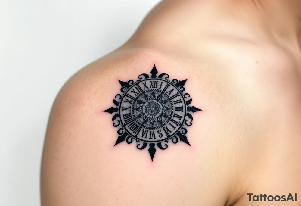 Vintage roman numerals within ornate clockwork mechanism tattoo idea ...