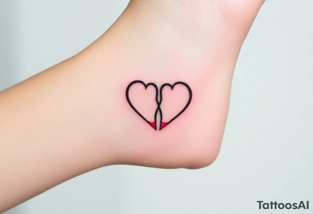 A minimalist heart outline split into two (Color: Black with a subtle ...