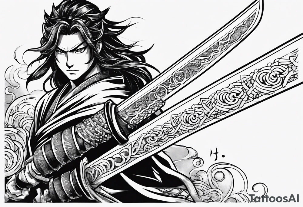 Demon slayer water hashira katana tattoo idea | TattoosAI