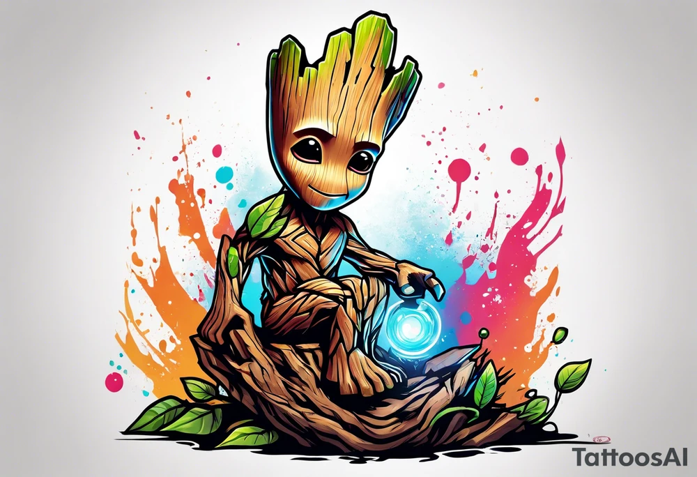 Guardians of the galaxy baby groot tattoo idea | TattoosAI