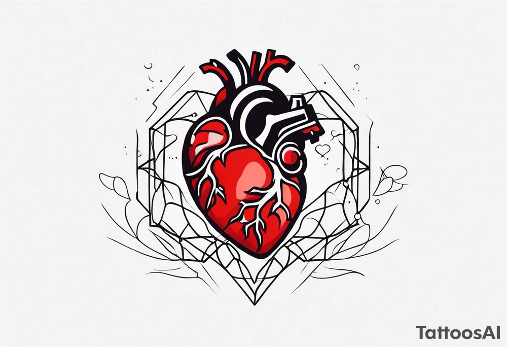 Human heart to brain connection tattoo idea | TattoosAI