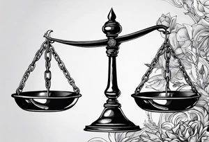 Libra scale with broken chains tattoo idea | TattoosAI