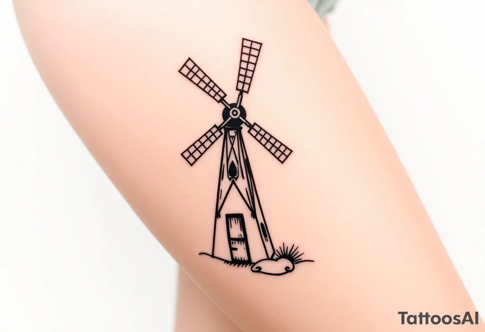 Windmill tattoo idea | TattoosAI