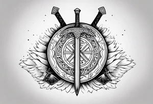 Valhalla shield valknut sword axe tattoo idea | TattoosAI