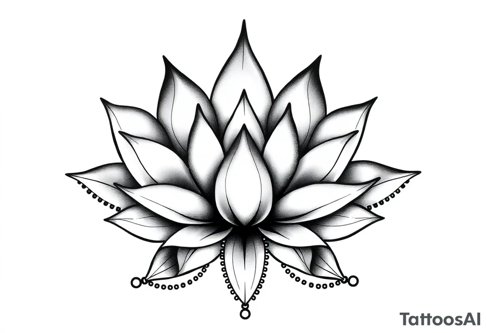 Lotus flower with dotwork chains tattoo idea | TattoosAI
