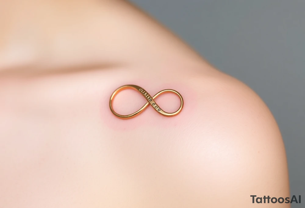 A delicate infinity symbol in shimmering champagne gold, intertwined ...