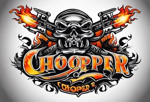 CHOPPER flame letter font with smoke background tattoo idea | TattoosAI