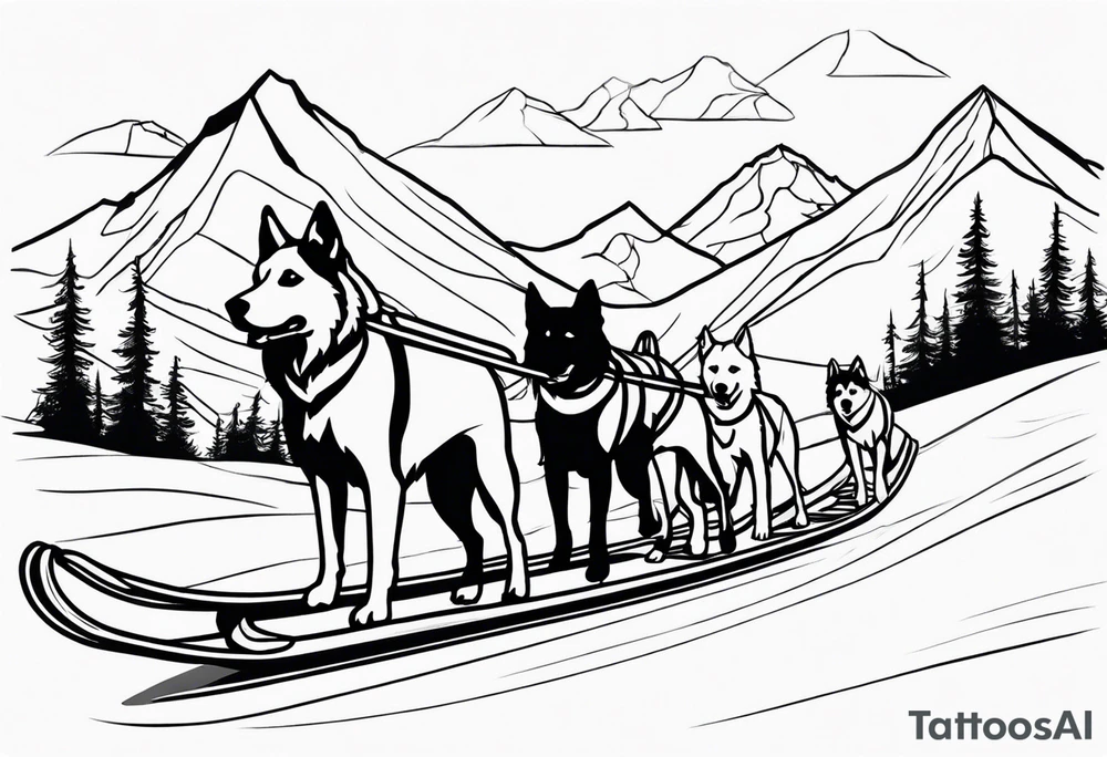 Dog sled tattoo idea | TattoosAI