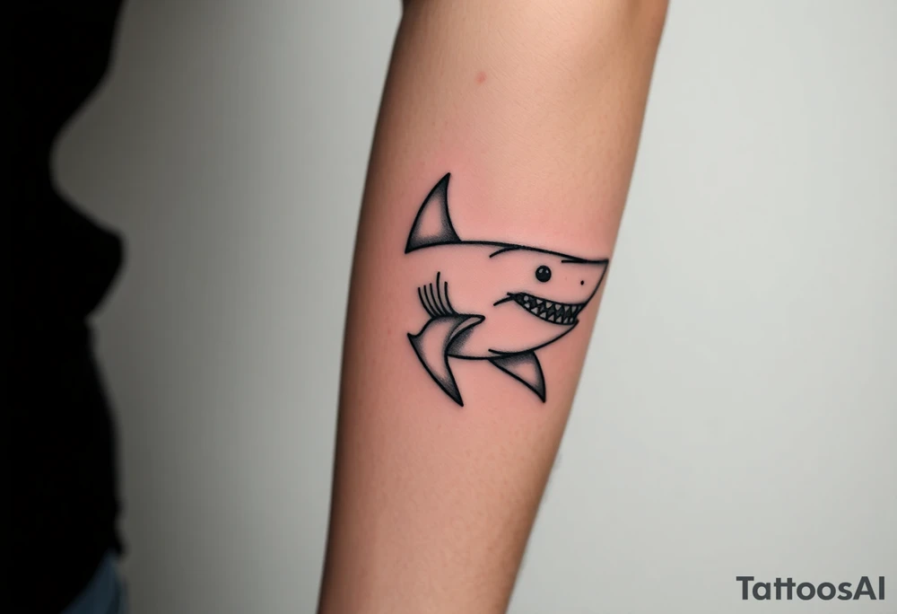 Powerful small great white shark moving forward tattoo tattoo idea ...