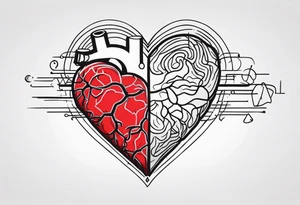Human heart to brain connection tattoo idea | TattoosAI