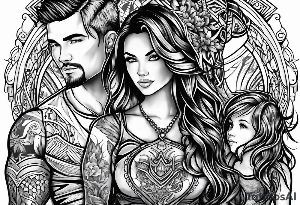 Shoulder tattoo focused on family. names kaden, mason and lori in the ...