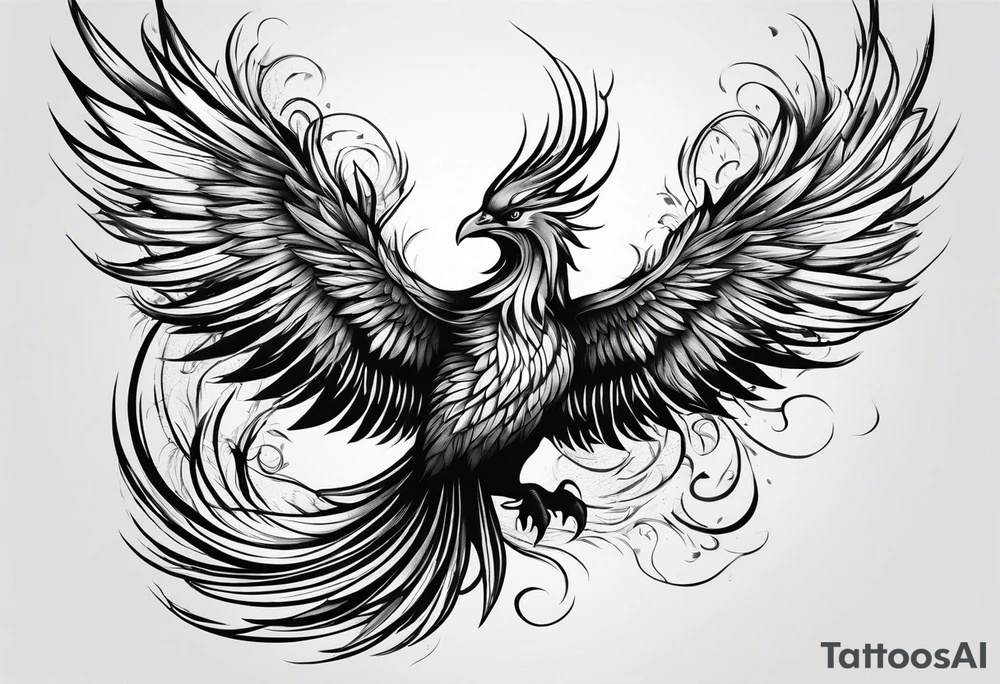 Phoenix rising from ashes side profile tattoo idea | TattoosAI