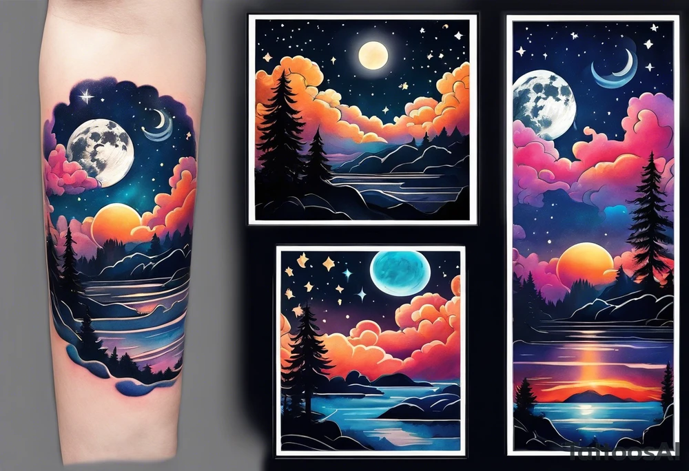 Night sky tattoo idea | TattoosAI