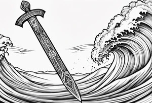 Sword, wave, bolt, long tattoo idea | TattoosAI