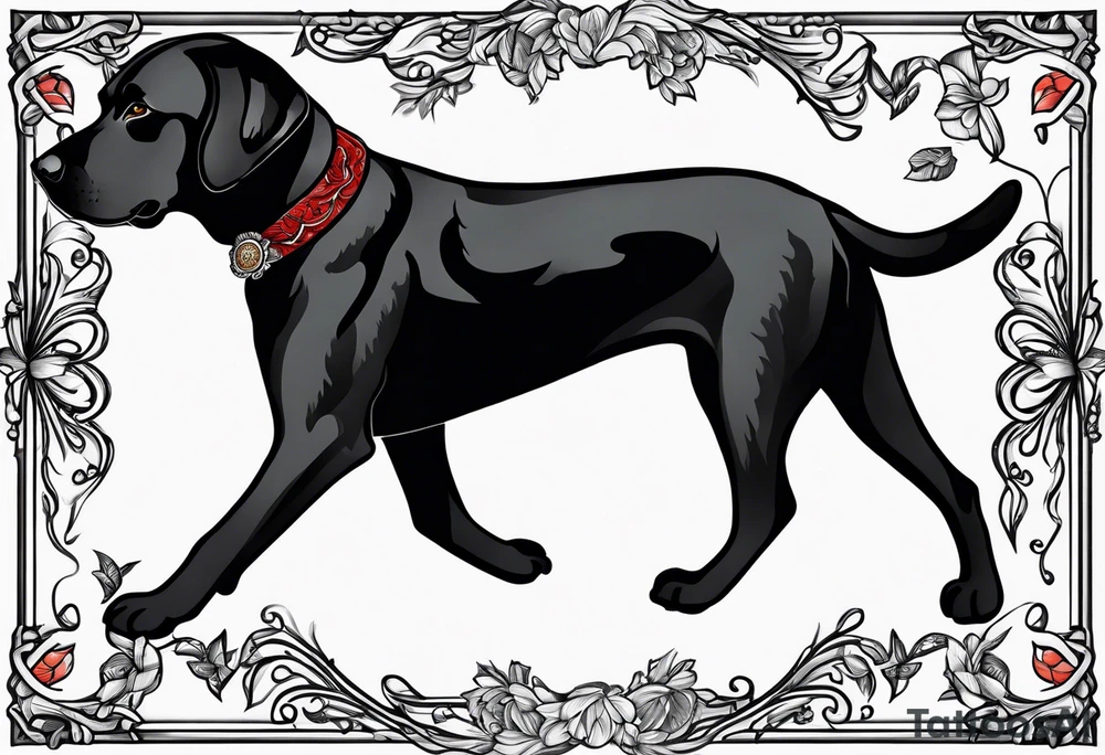 Black lab line art tattoo idea | TattoosAI