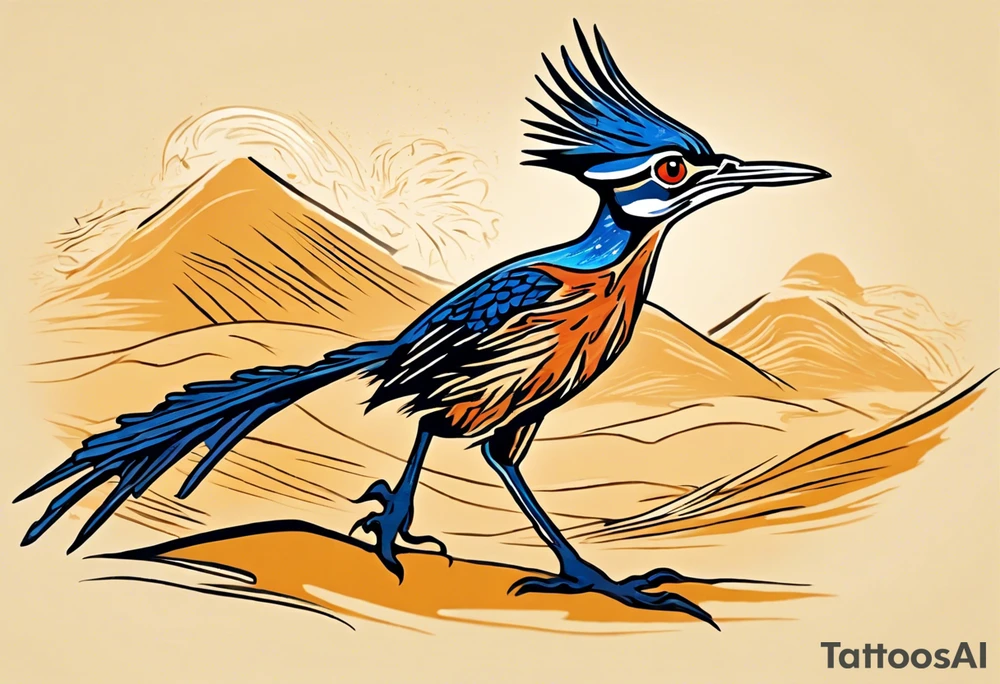 Design a captivating small tattoo featuring a roadrunner, inspired by ...
