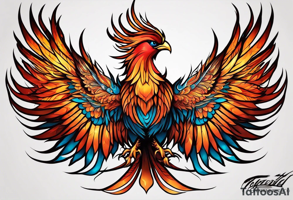 Russian firebird phoenix in Flight with very long fancy tail "Isaiah 43 ...