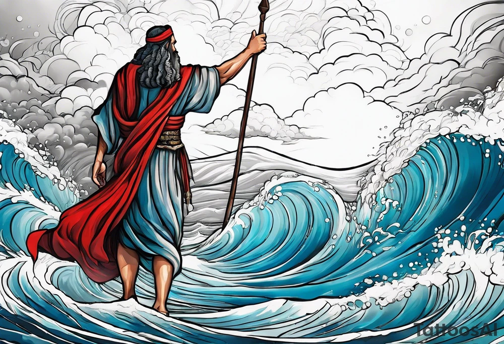 Moses parting the Red Sea tattoo idea | TattoosAI