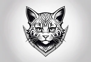 Super cute smiling cartoon wildcat cub tattoo idea | TattoosAI