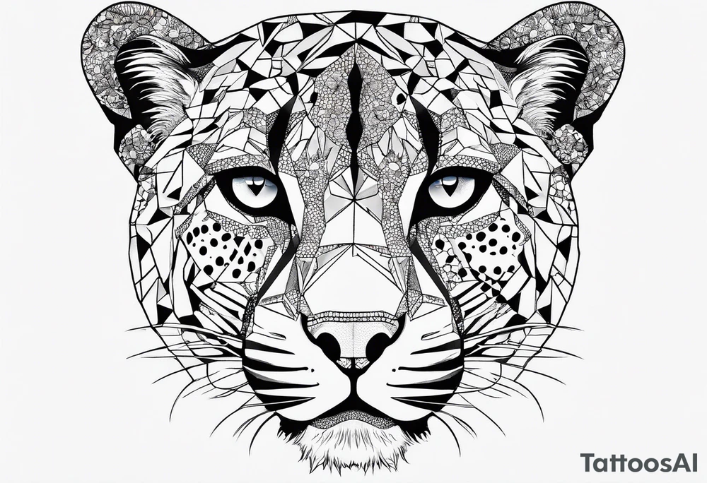 Geometric world map tattoo with a cheetah pattern overlay tattoo idea ...