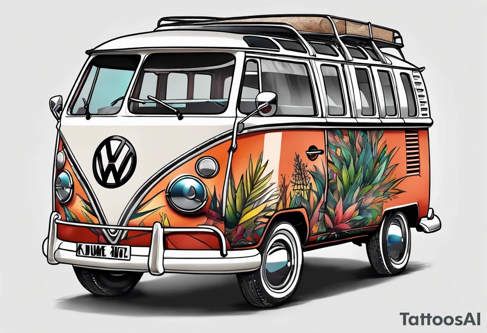VW Kombi, Australian bush, Compass rose tattoo idea | TattoosAI