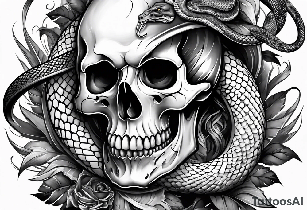 Skull and snake tattoo idea | TattoosAI