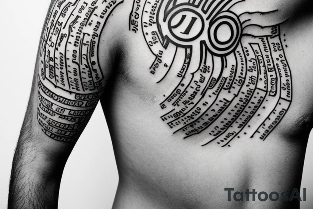 "A tattoo of pi's first 100 digits starting at the hand and wrapping ...