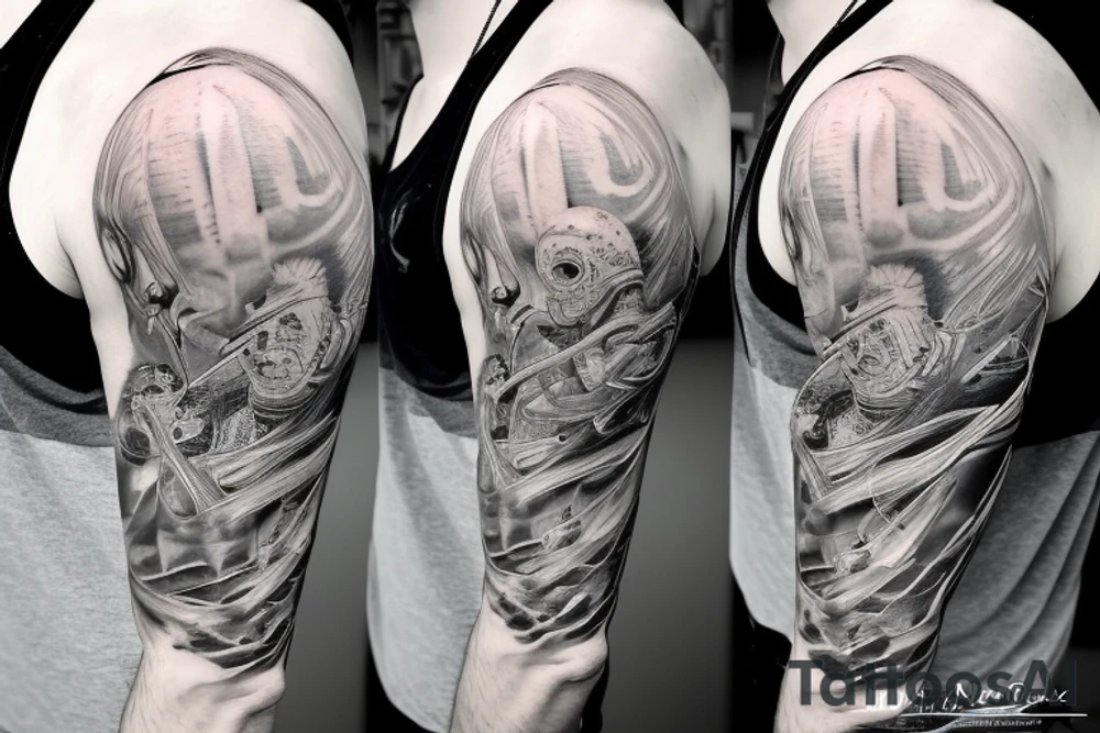 Anatomy of human wearing VR tattoo idea | TattoosAI