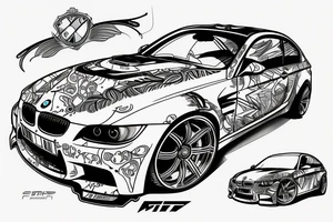 Car bmw m3 drift tattoo idea | TattoosAI
