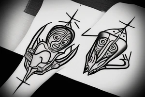 Regular alien meditating simple symmetric tattoo idea | TattoosAI
