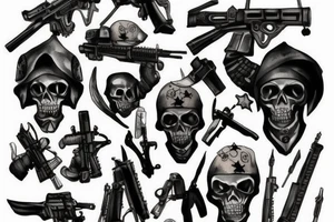 Tactical soldier scary reaper tattoo idea | TattoosAI